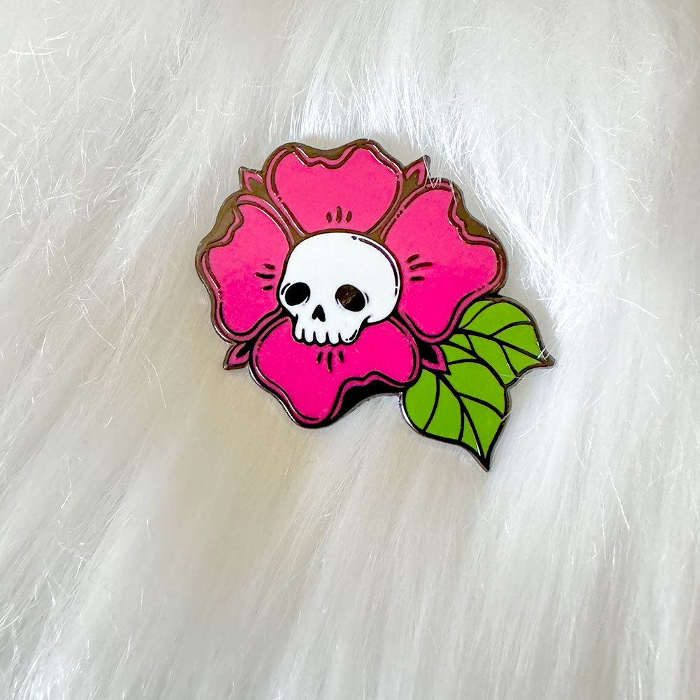 Skull Flower enamel pin – Witch City Wicks
